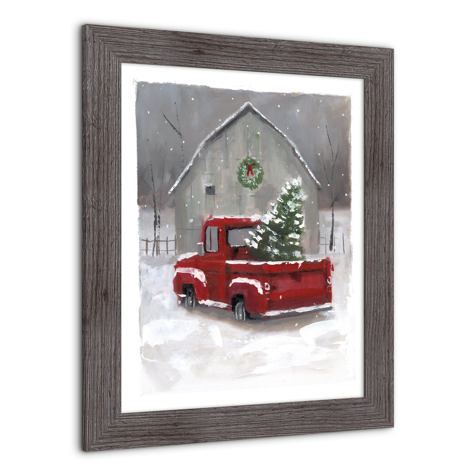 The Holiday Aisle® Snowy Christmas Truck - Picture Frame Print | Wayfair