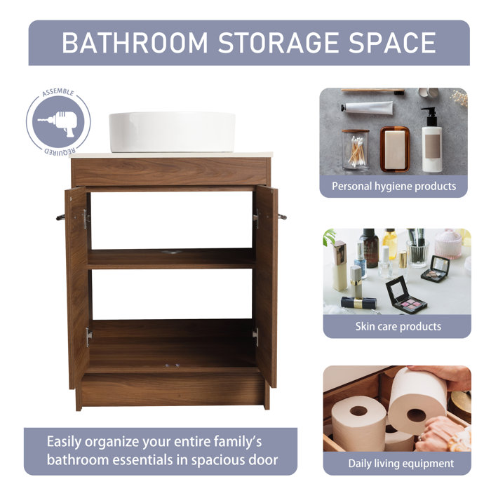 Ebern Designs Matesha 23.67'' Single Bathroom Vanity with Sintered ...