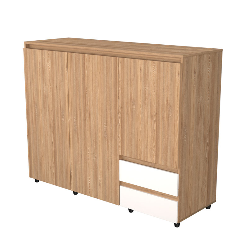 Latitude Run® Low Profile Armoire/Cabinet, Amaretto Oak/White | Wayfair