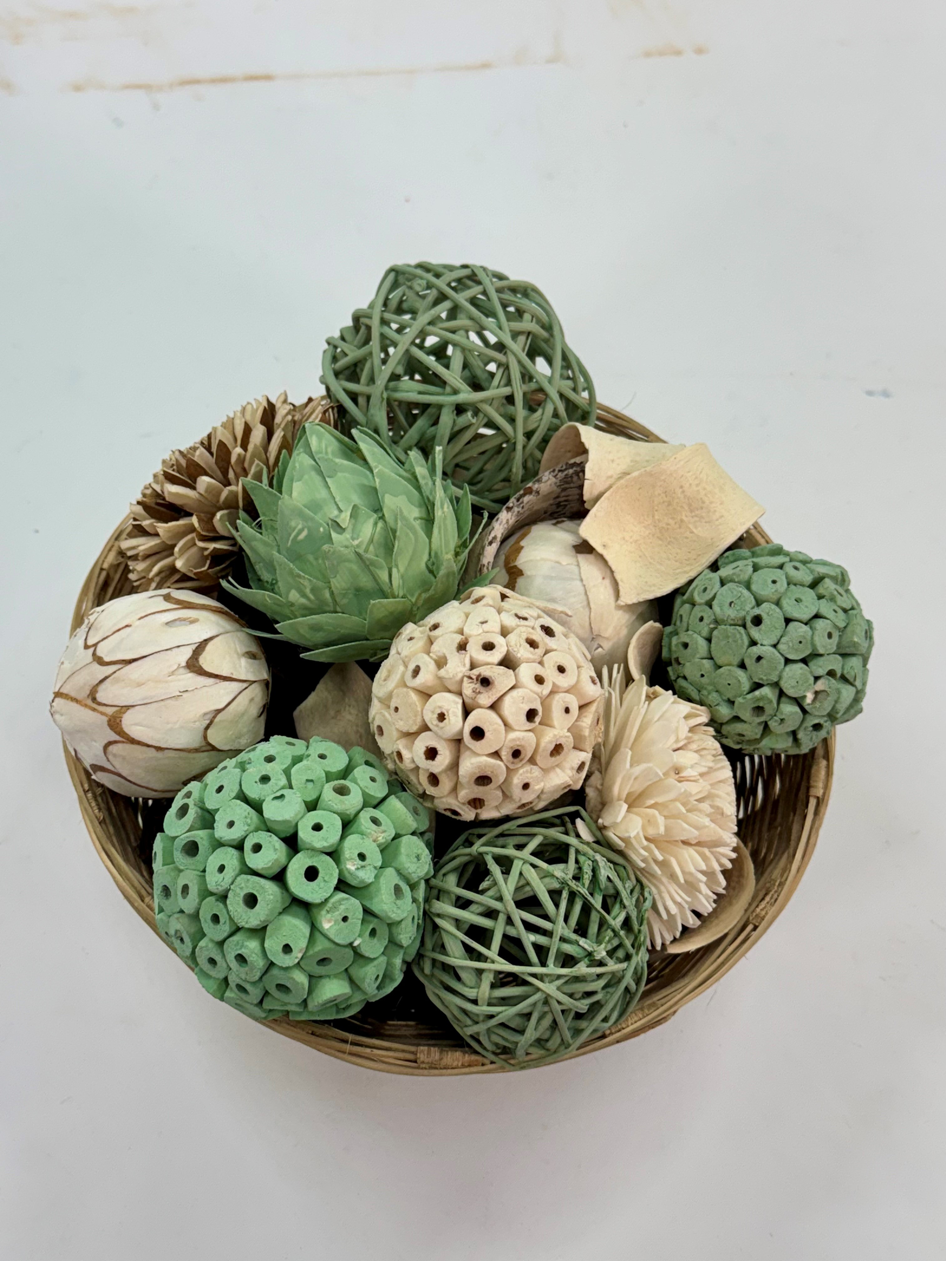 Loon Peak® Deco Basket Pods And Orbs Green | Wayfair