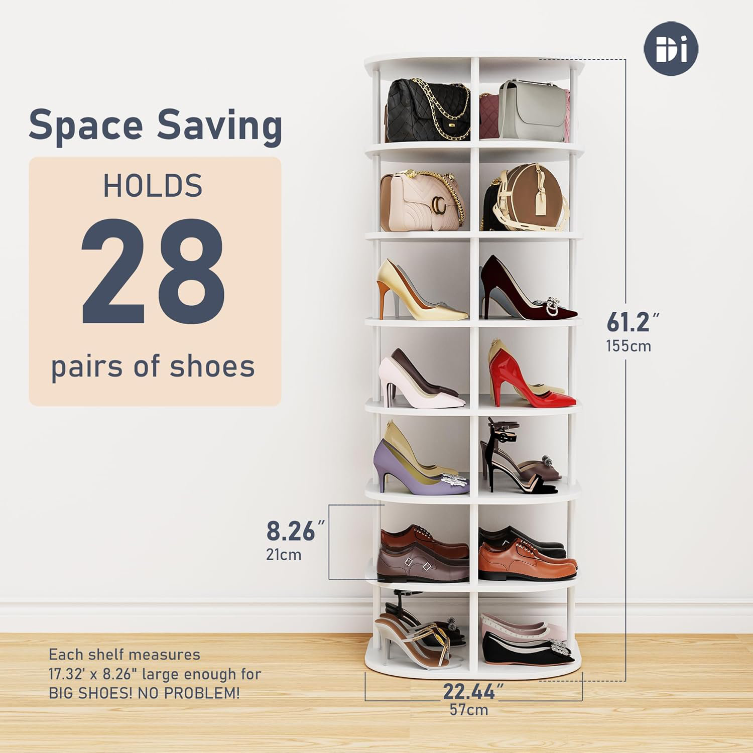 Hokku Designs 7-Tier Rotating Shoe Rack Organizer With 360° Spinning ...