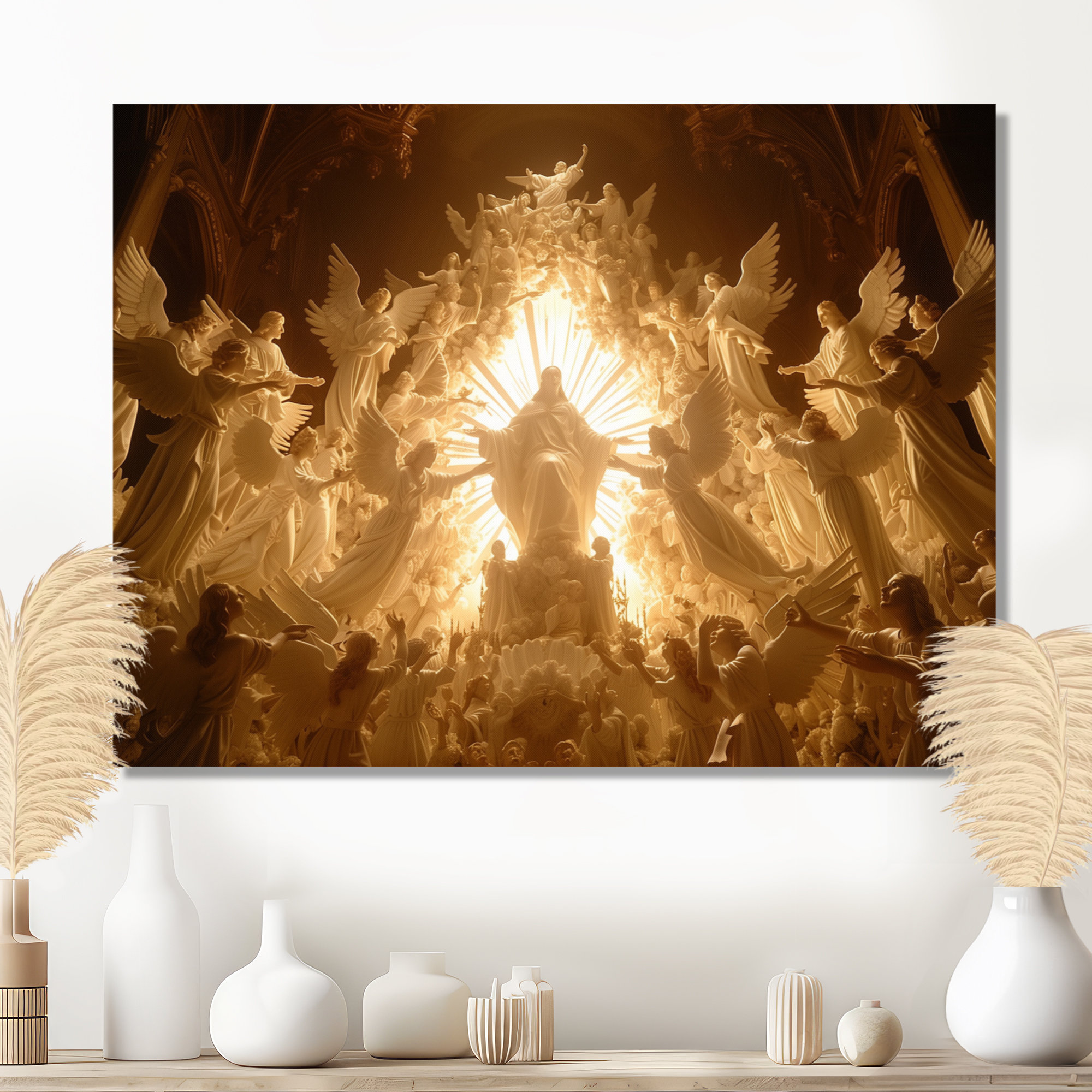 Design Art Yellow White Religious Portrait Angels I - Religious ...