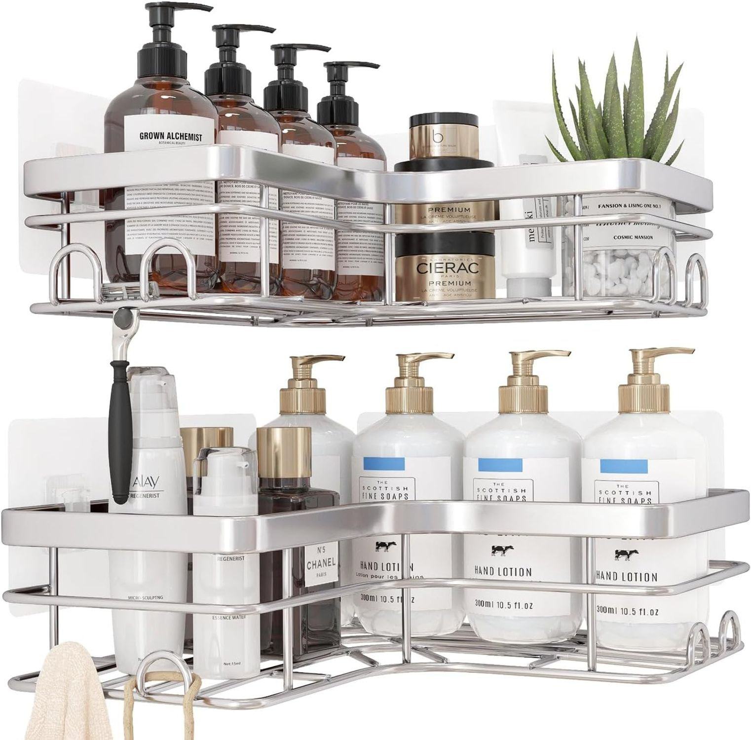 Silodo Corner Shower Shelf - 2-Piece Set, Adhesive Shower Storage Rack ...