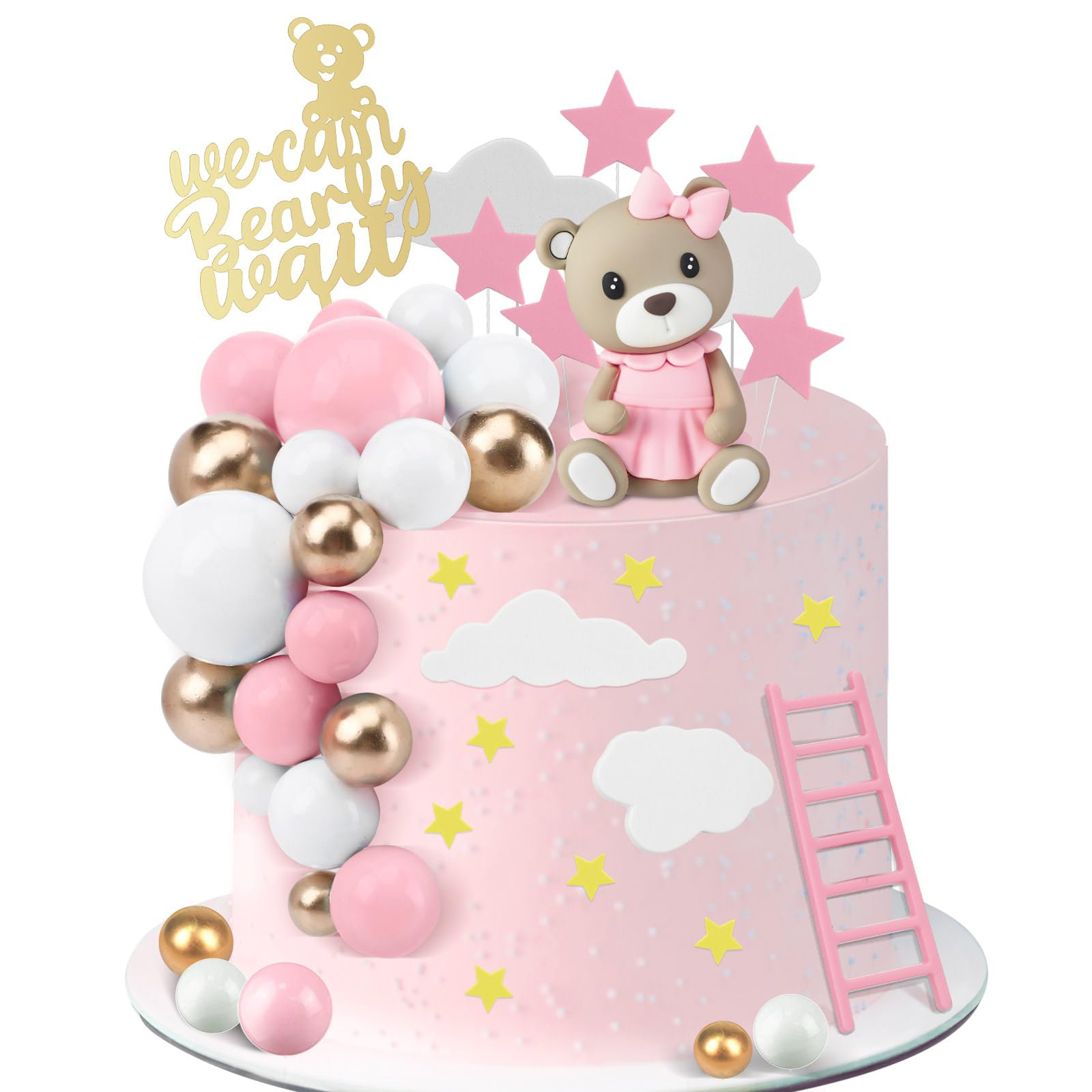 TUHOME FURNITURE LLC 37Pcs Brown Bear Cake Toppers, Cake Decorations ...