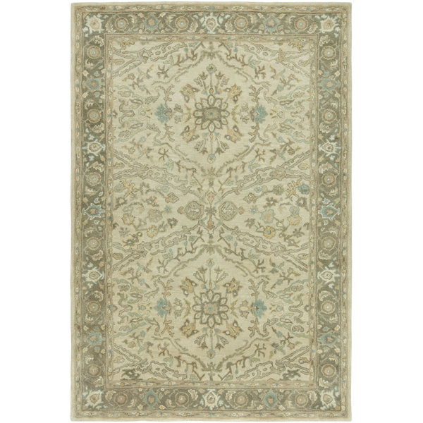August Grove® Stanley Handmade Wool Green/Beige Rug & Reviews | Wayfair