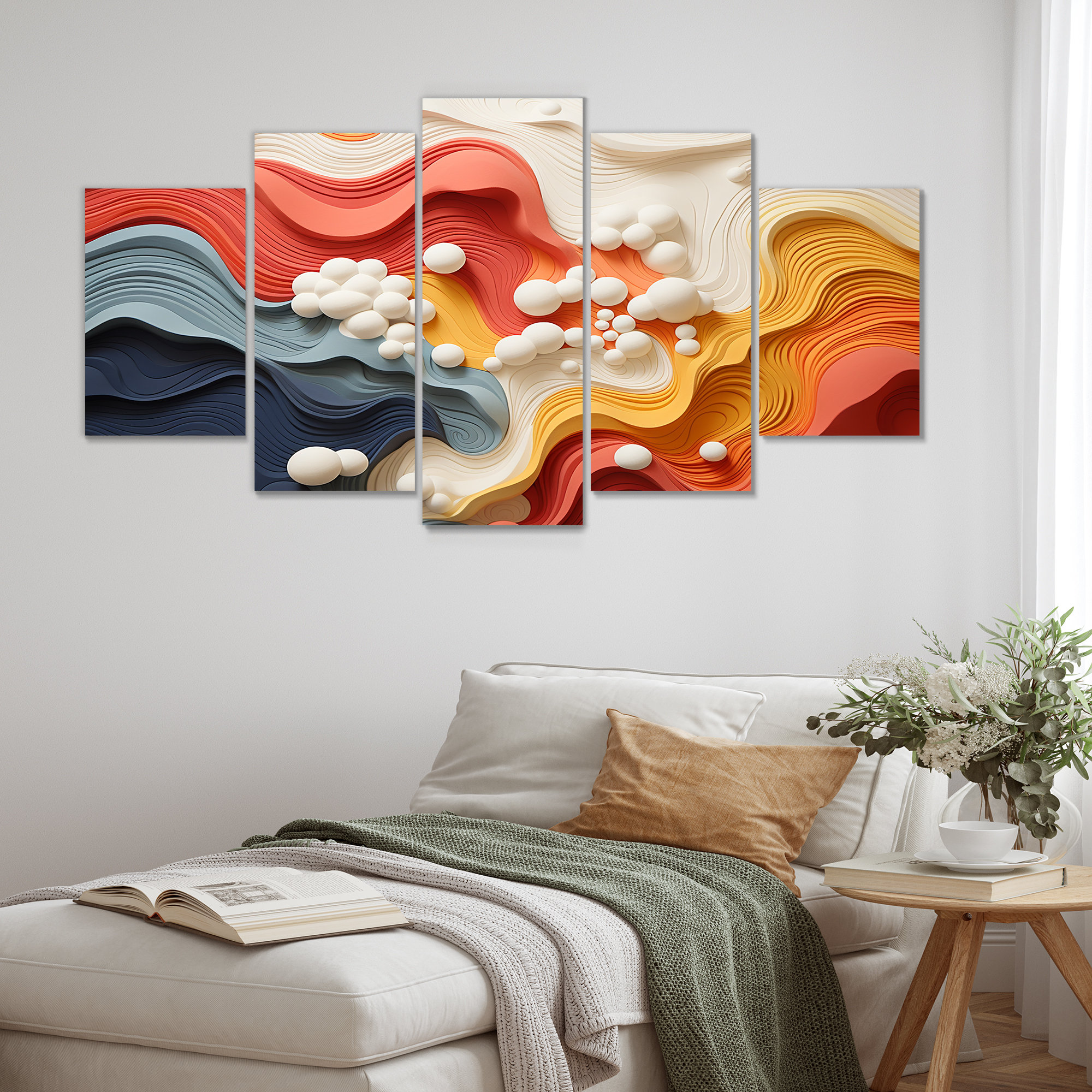 Ivy Bronx Colorful Ripple Harmony Elegance I - Abstract Multipanel Wall ...