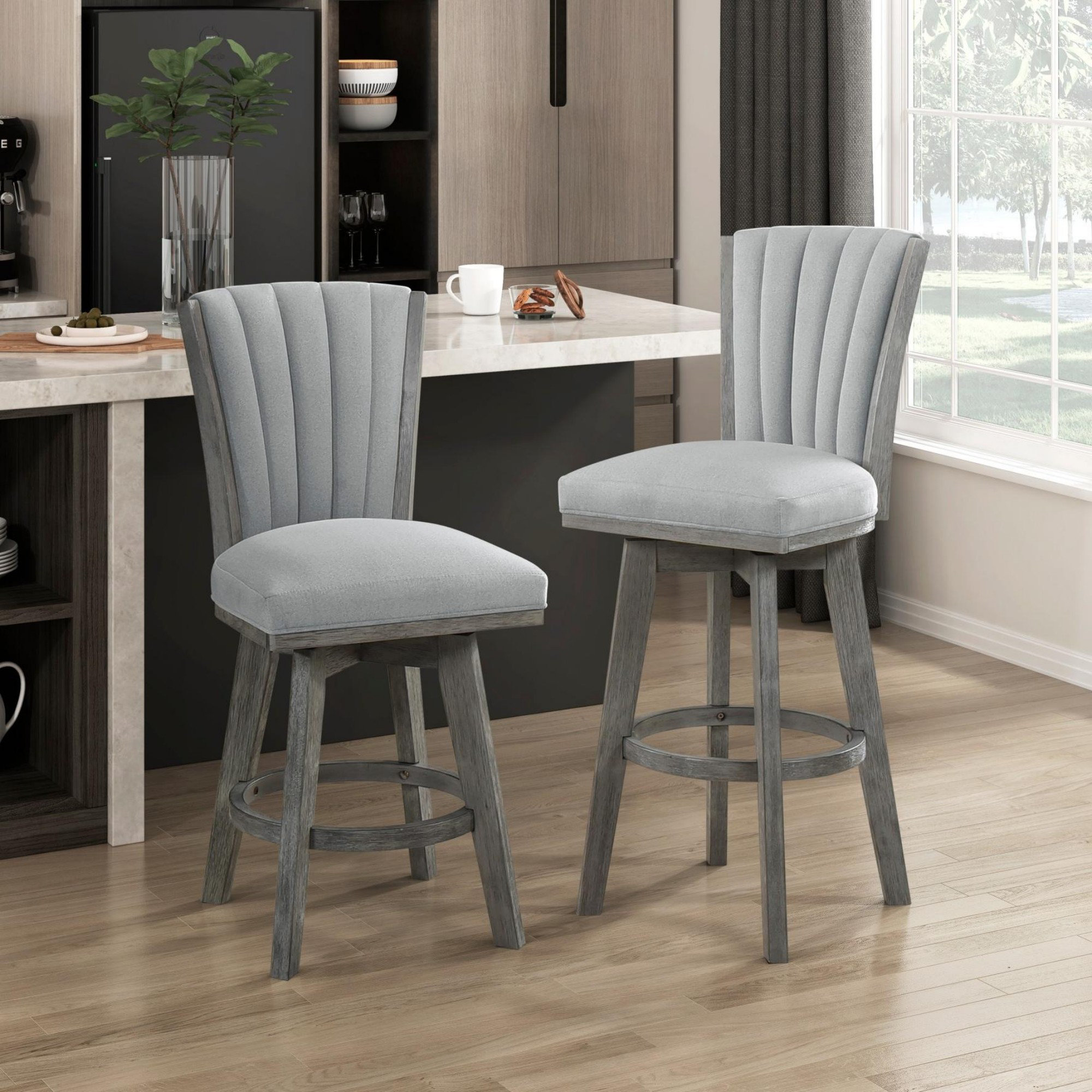 Red Barrel Studio® Set of 2 Pub Height Chairs Swivel Seat | Wayfair