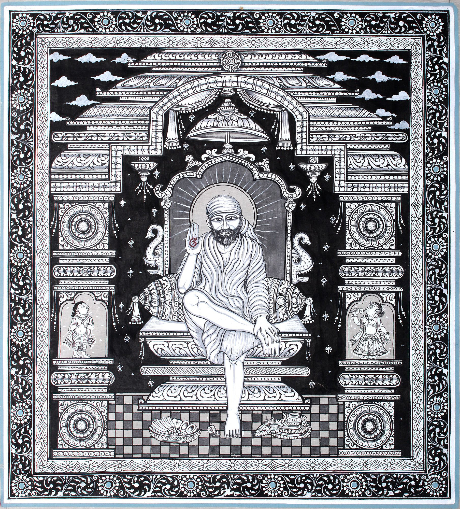 Exotic India Shirdi Sai Baba | Water Color Painting On Tussar Silk ...