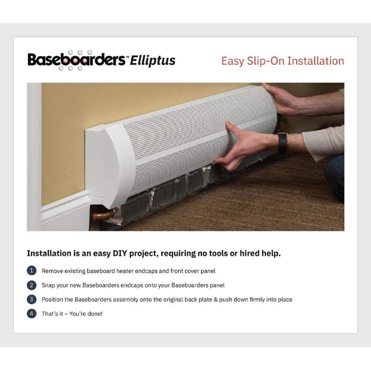 Baseboarders Elliptus Series Steel Easy Slip-On Baseboard Heater Cover ...