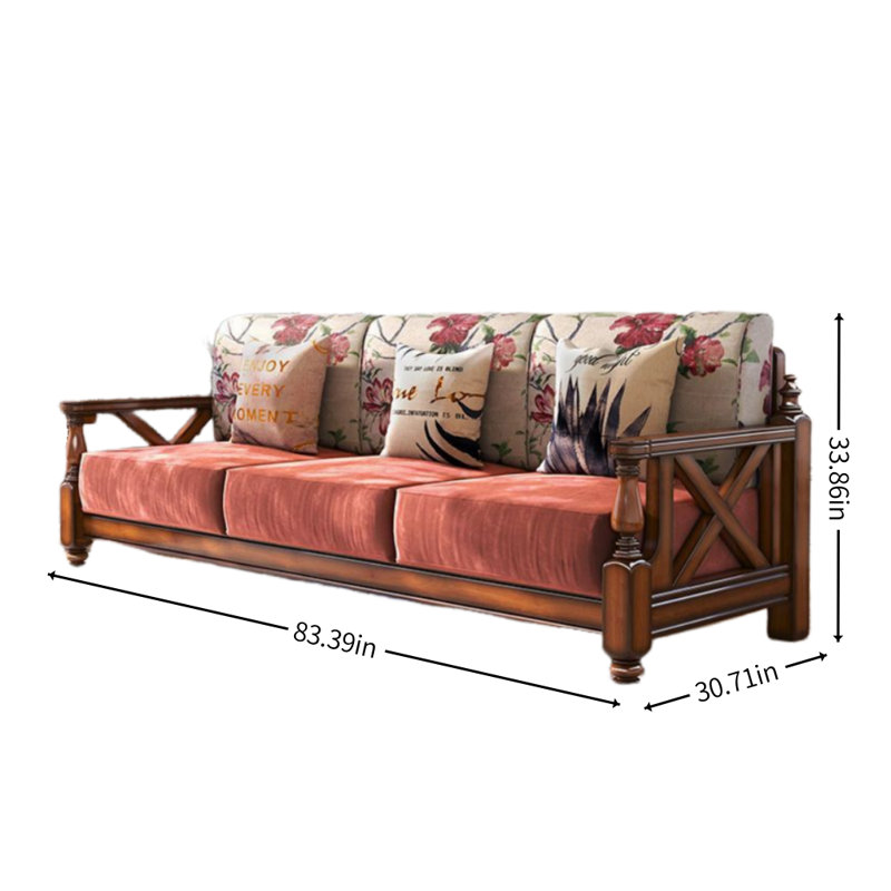 Danbenla design American Solid Wood Pastoral Style Sofa 83.39'' Sofa ...