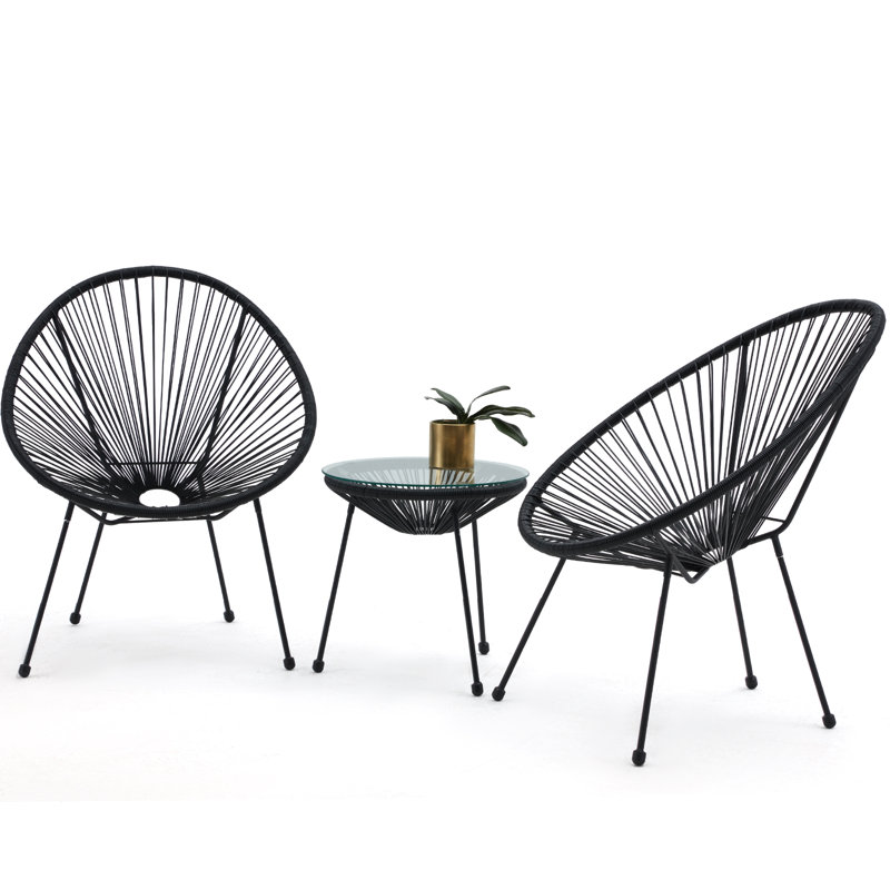 Corrigan Studio® 3 Piece Acapulco Patio Chair Set with Coffee Table and ...