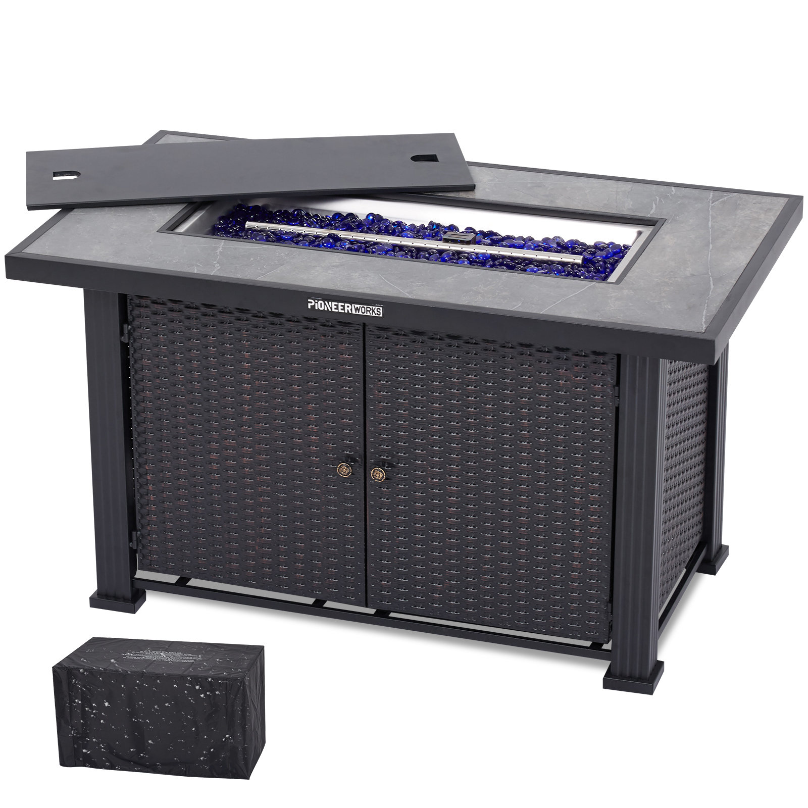 Arlmont & Co. 44 Inch Propane Rectangle Fire Pit Csa Safety Certified ...