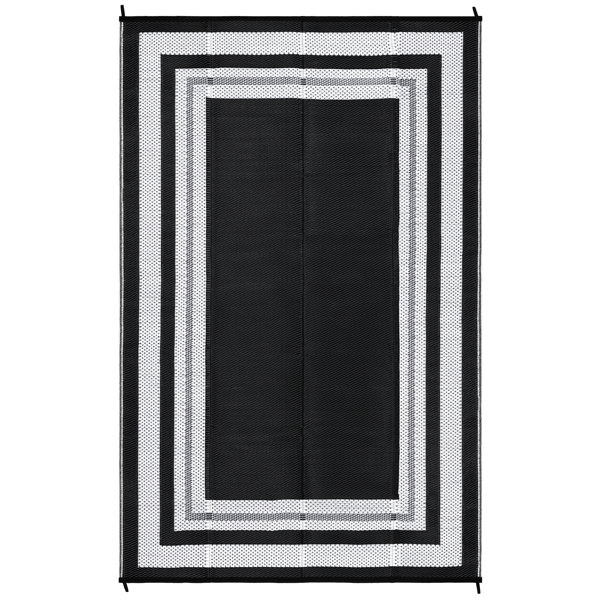 Ebern Designs Bordered Design Outdoor Mats Plastic Straw Rug Outdoor ...