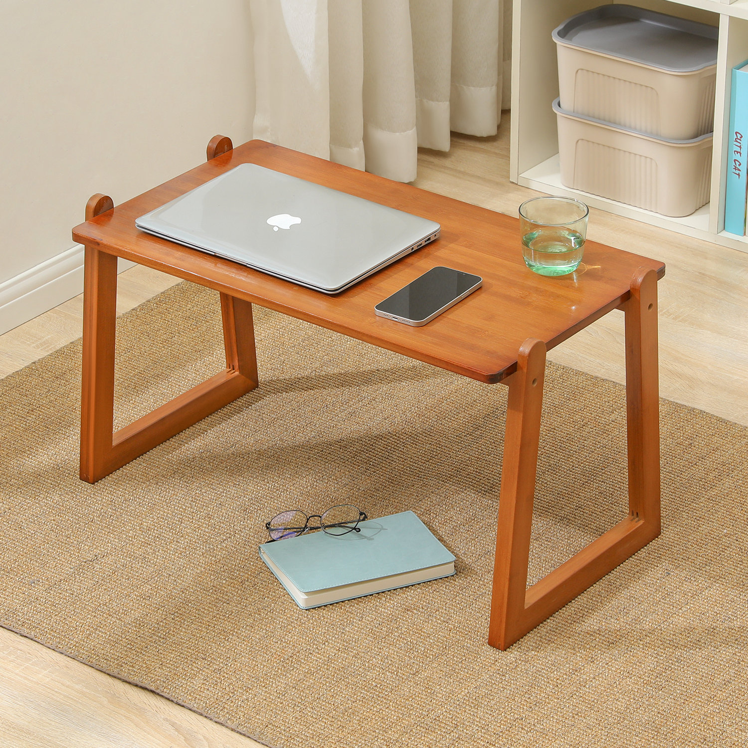 Ebern Designs Bamboo Floor Table Low Coffee Table, Lap Desk Bed Tray ...