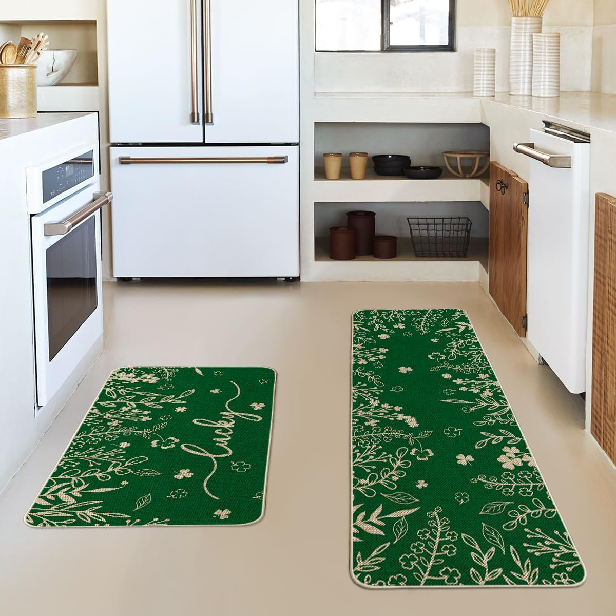 Red Barrel Studio® Floral Lucky Kitchen Mats Set of 2 Home Decor Low ...