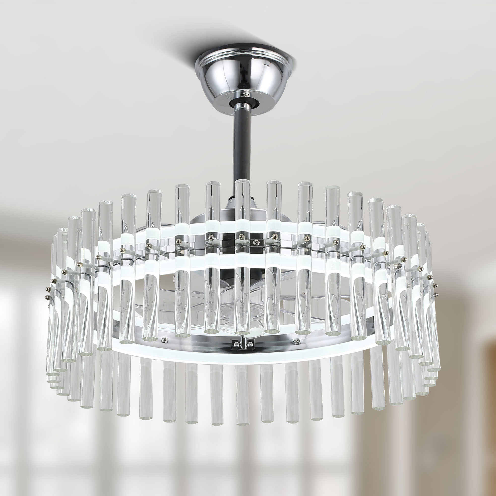 Mercer41 Nicklos 22" Posh Luxury Glass Reversible Ceiling Fan with LED ...