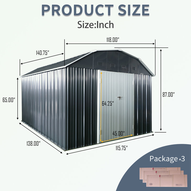 hanada Storage shed with Arch Roof and Lockable Doors | Wayfair