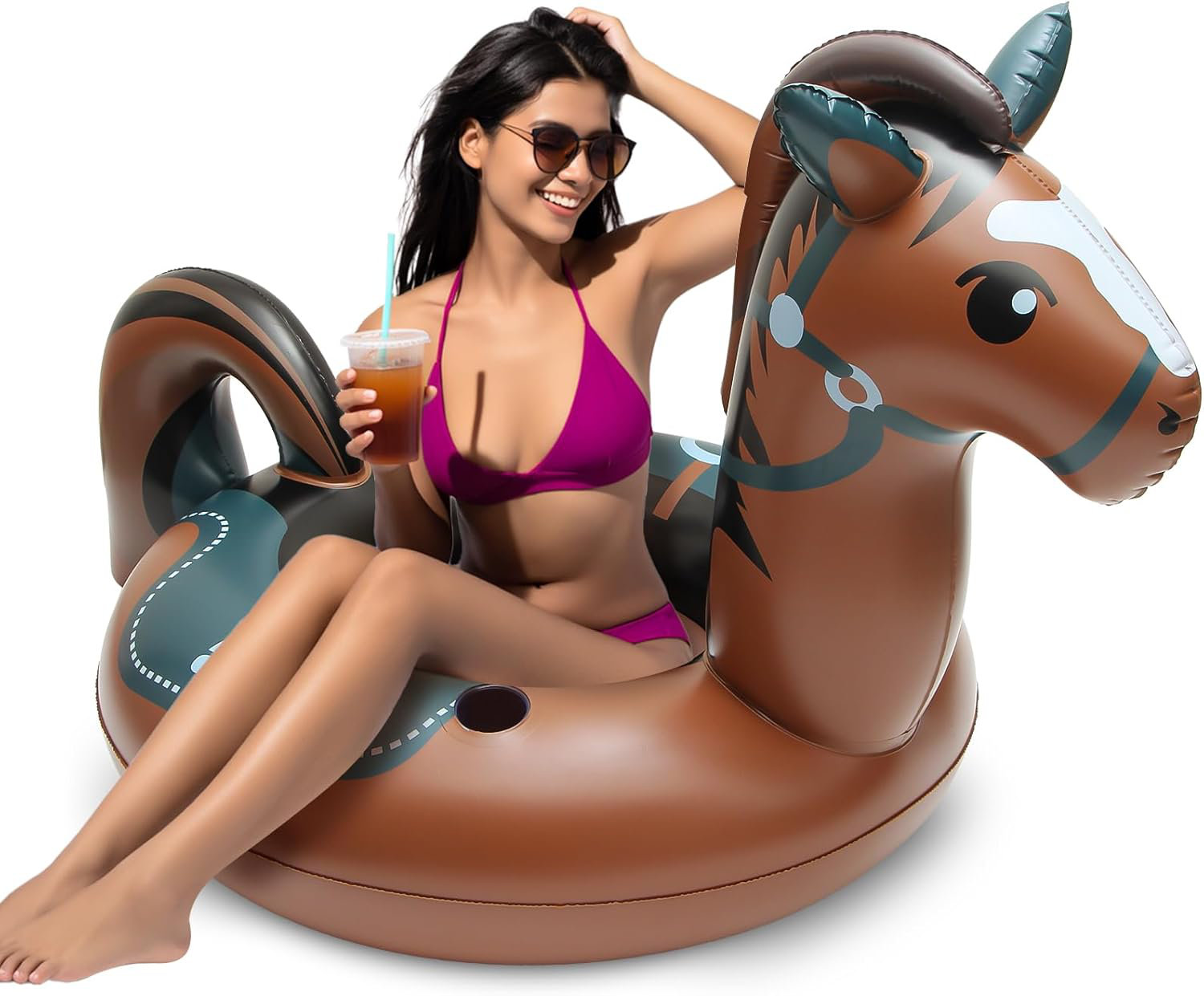 VIKICHER Pool Floats, Funny Pool Floaties Inflatables Rafts For Outdoor Water Lounge, Brown ...