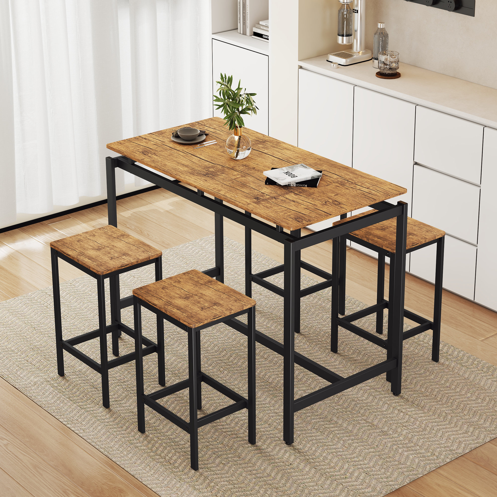 Ebern Designs 5-Piece Dining Set, Modern Kitchen Table Furniture for ...