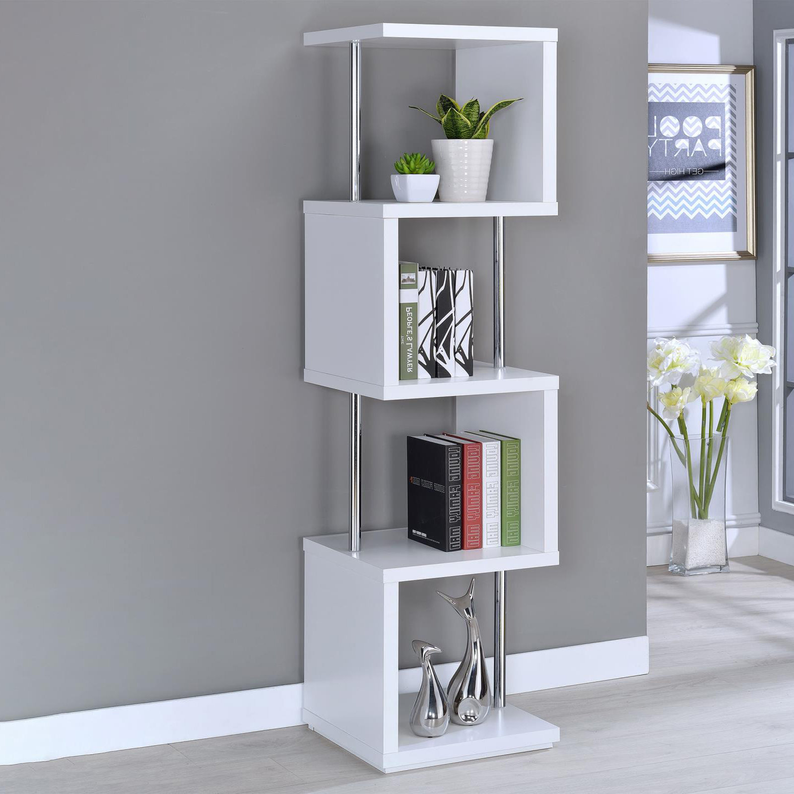 Ebern Designs Lakeeta 67" H x 15.9" W Metal Geometric Bookcase | Wayfair