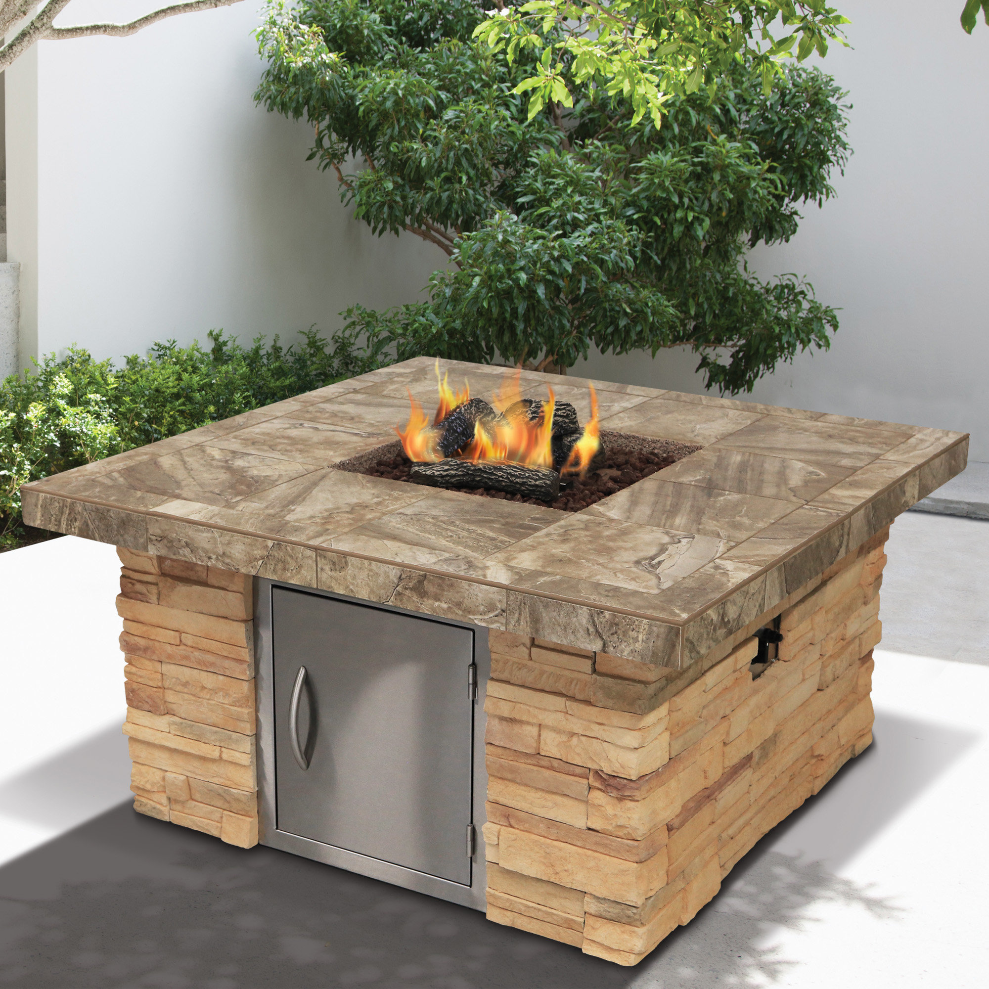 Cal Flame Stucco And Tile Square Gas Fire Pit - Wayfair Canada