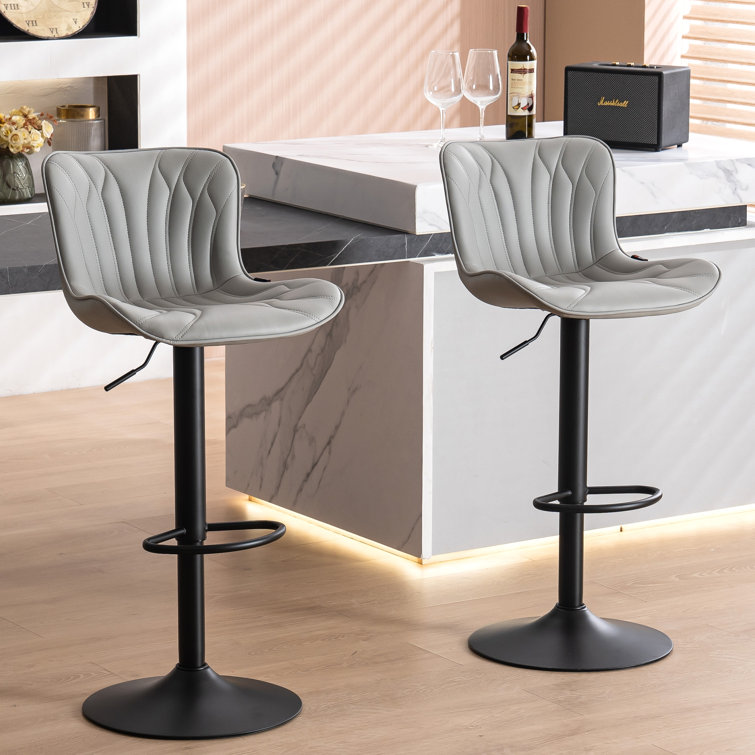 Denan Swivel Adjustable Height Bar Stools, Leather Modern Bar Stools ...