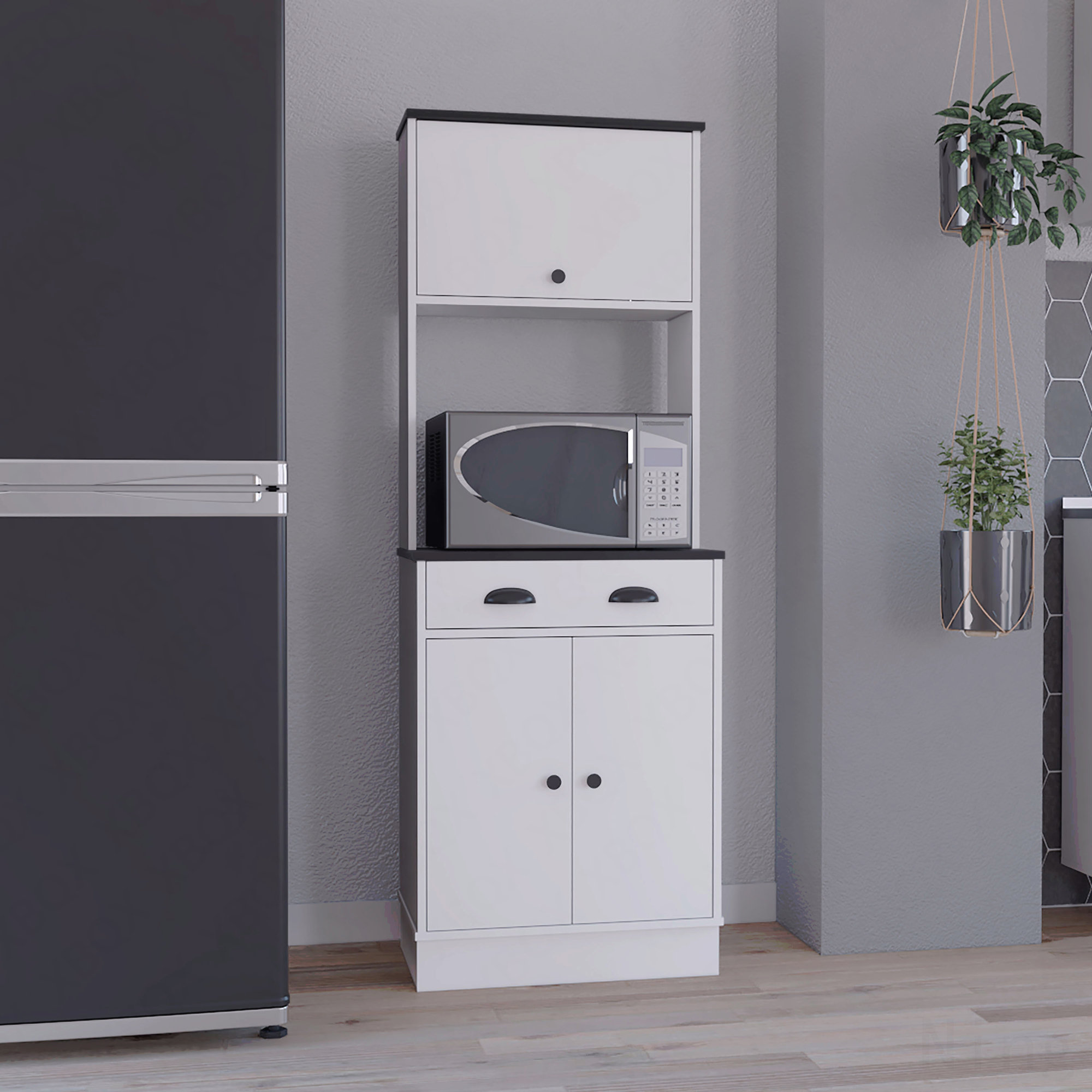 August Grove® 66.3" H Kitchen Pantry With Drawer And 2 Cabinets | Wayfair