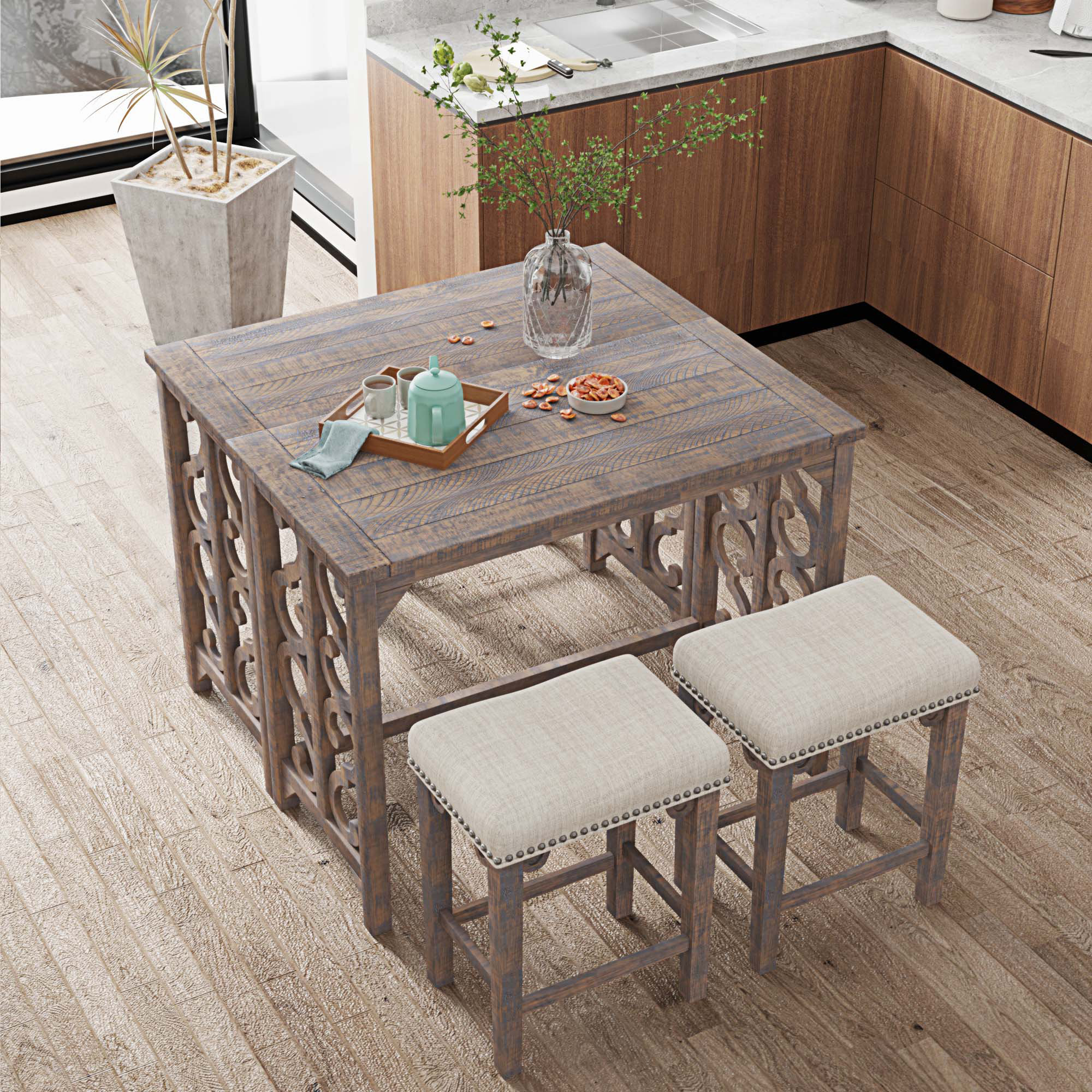 August Grove® Atlandida Counter Height Dining Set | Wayfair