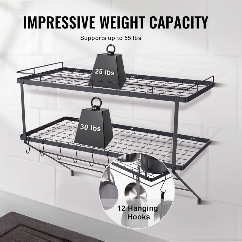 Prep & Savour Steel Rectangle Wall Mounted Pot Rack | Wayfair