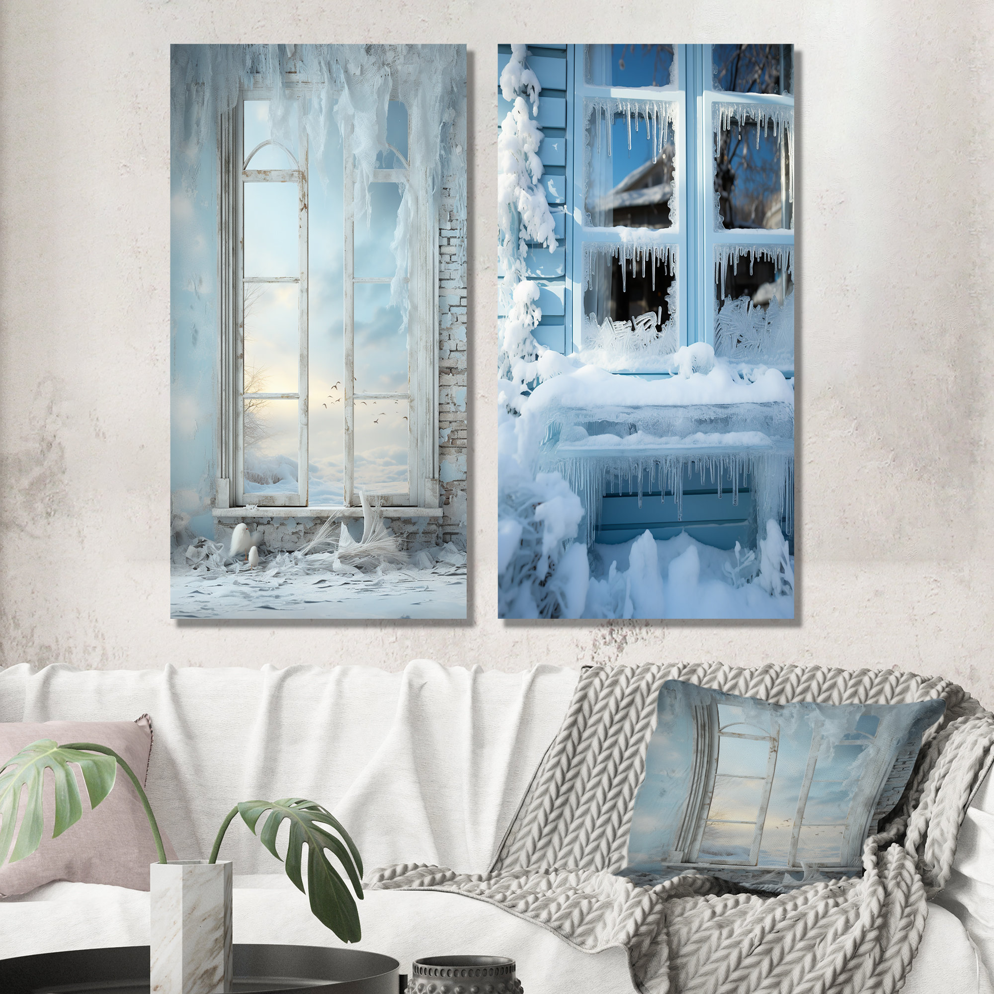 Ebern Designs Winter Window Frozen Glass II - Winter Landscape Wall ...