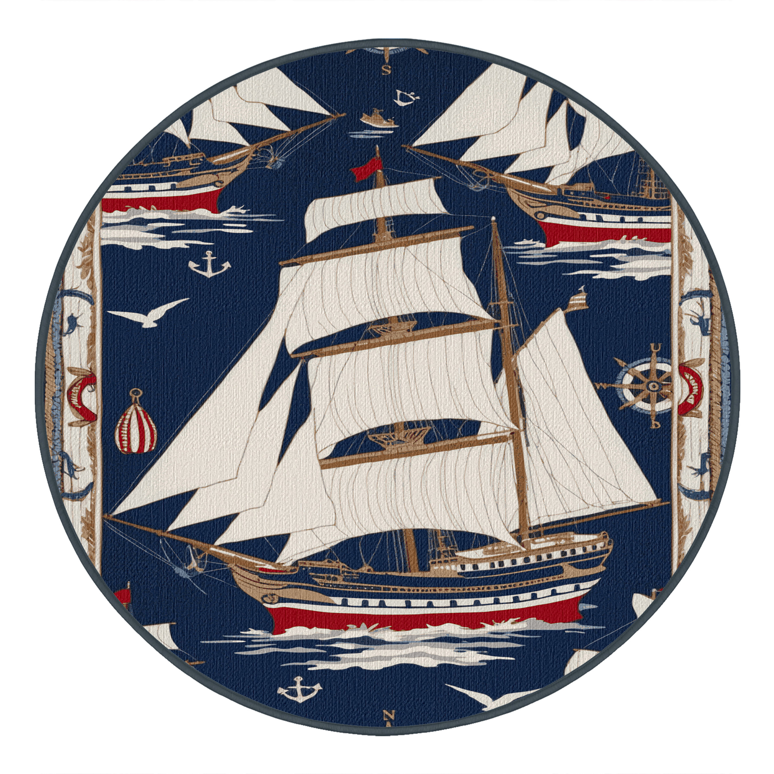 Longshore Tides Washable Tall ships Nautical Area Rug | Wayfair