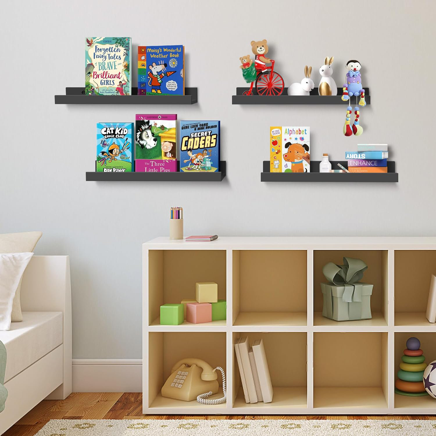 Latitude Run® 4 SET Floating Shelves For Wall Display Wall Shelves ...