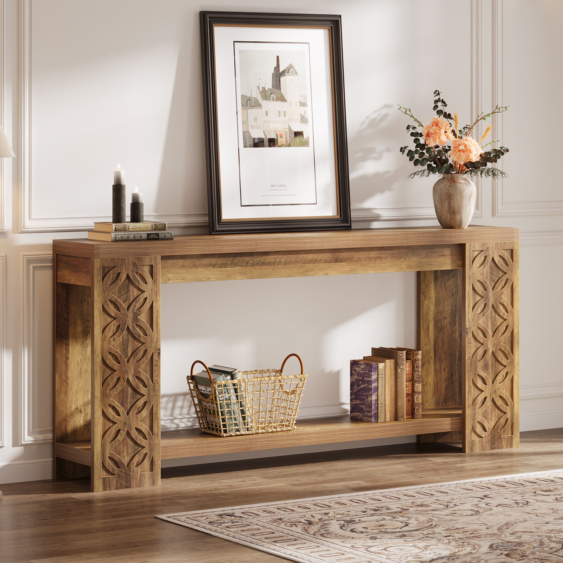 Lark Manor Inch Extra-Long Retro Console Table Sofa Table For Entryway ...