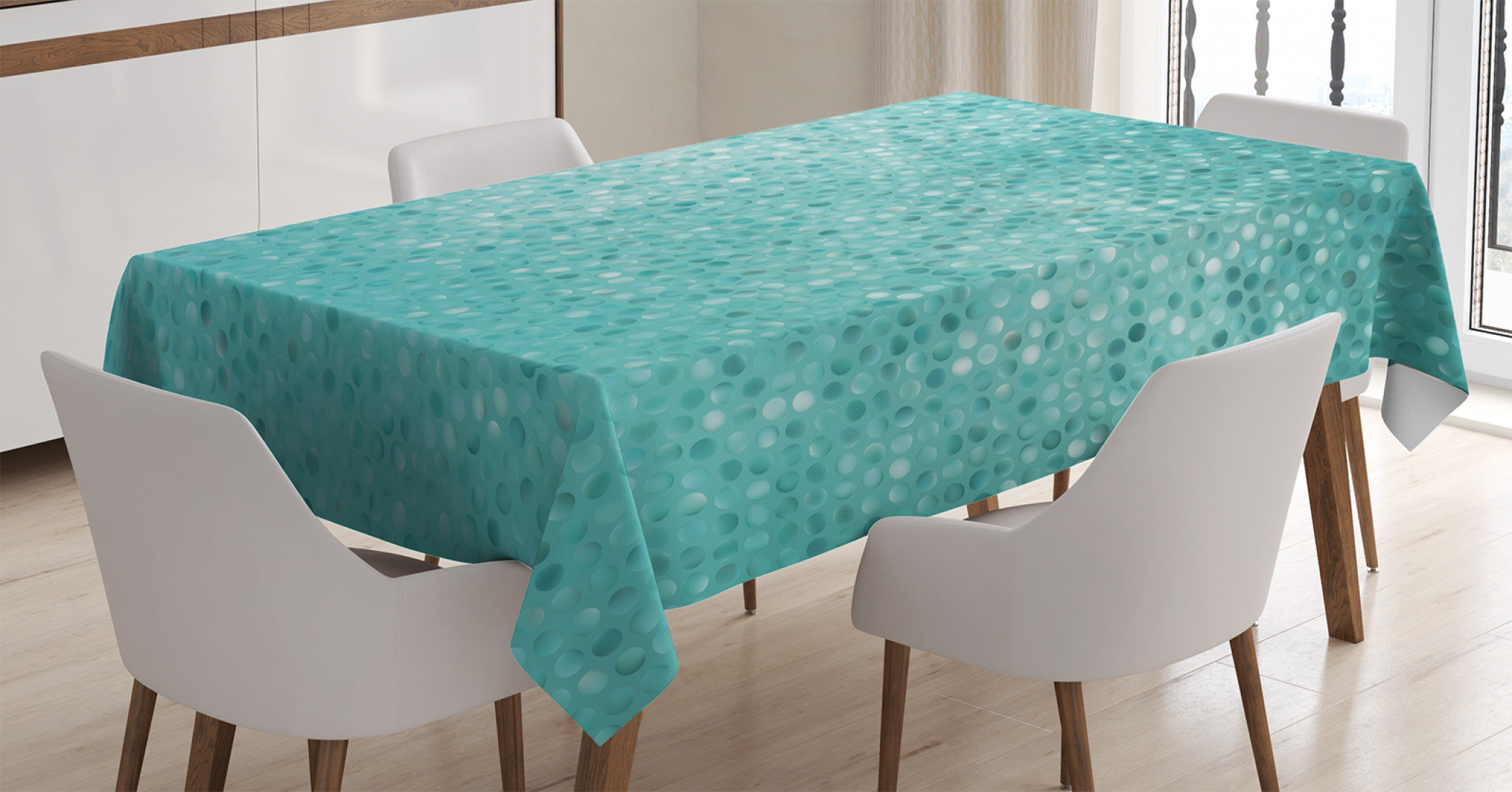 East Urban Home Turquoise Tablecloth, Small Dot Tiles Shape Simple ...