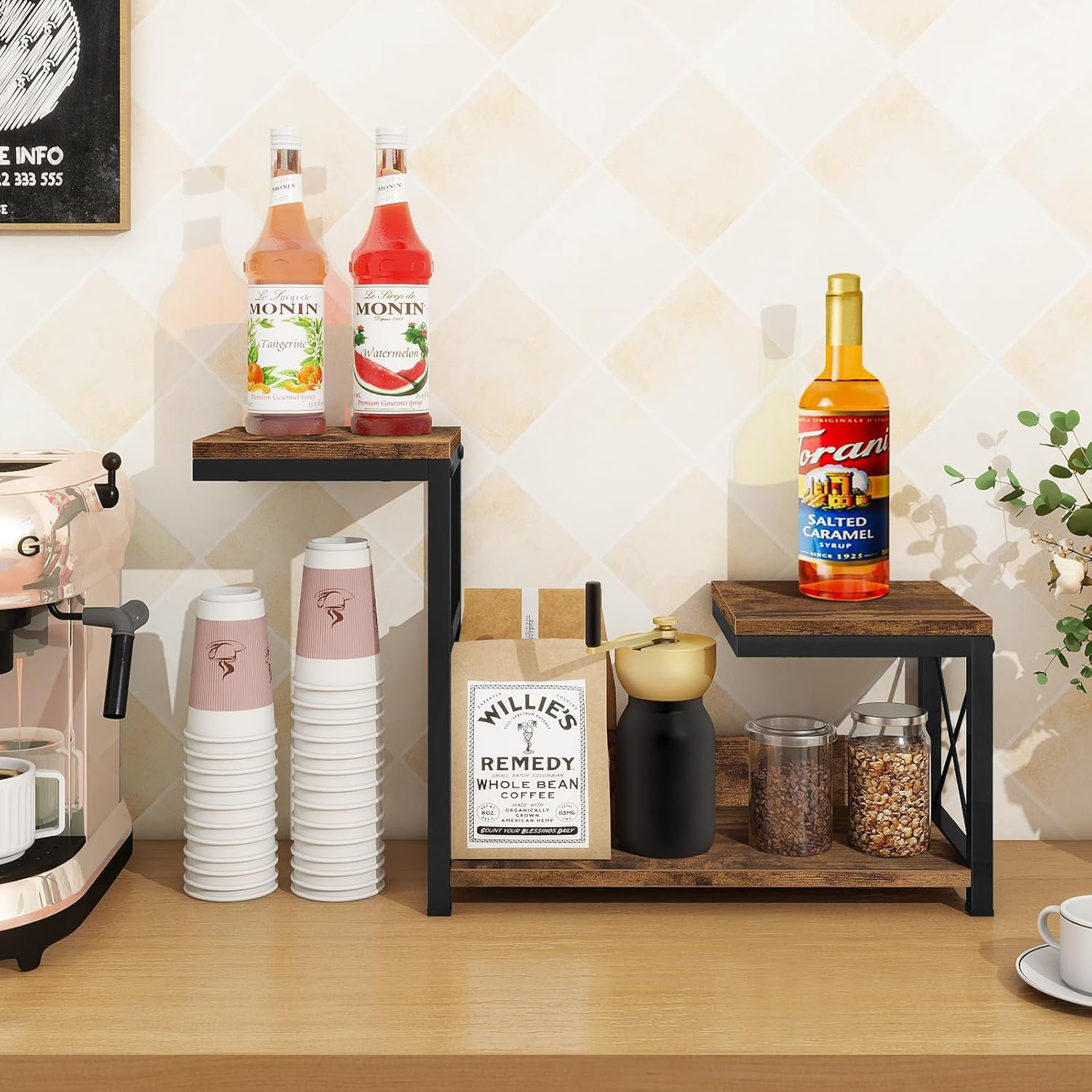 Inbox Zero 3-Tier Wooden Desktop Shelf Organizer With Metal Frame ...