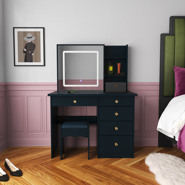 Etta Avenue™ Emilee 39.4'' Wide Vanity Set with Stool and Mirror ...