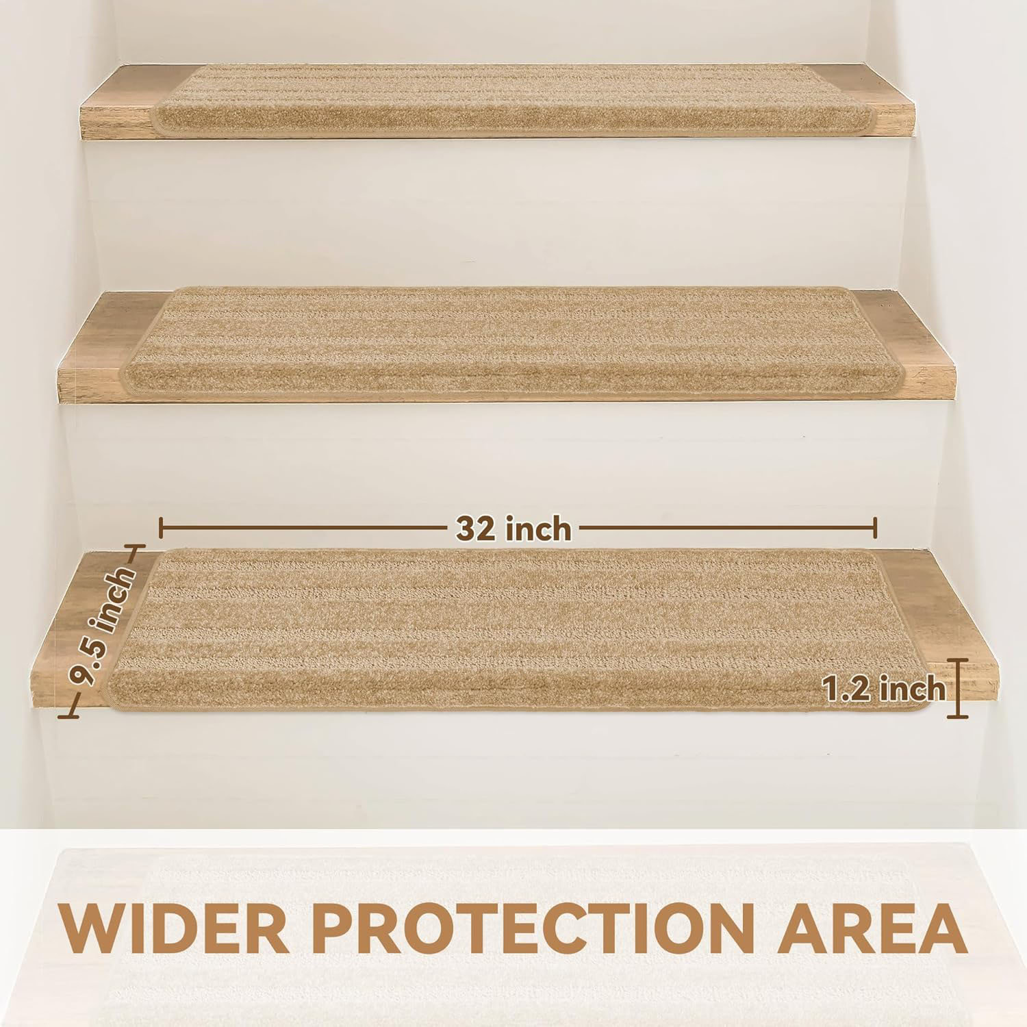 Hokku Designs Bullnose Stair Treads Non Slip 9.5" X 32", 14 Pcs Carpet ...