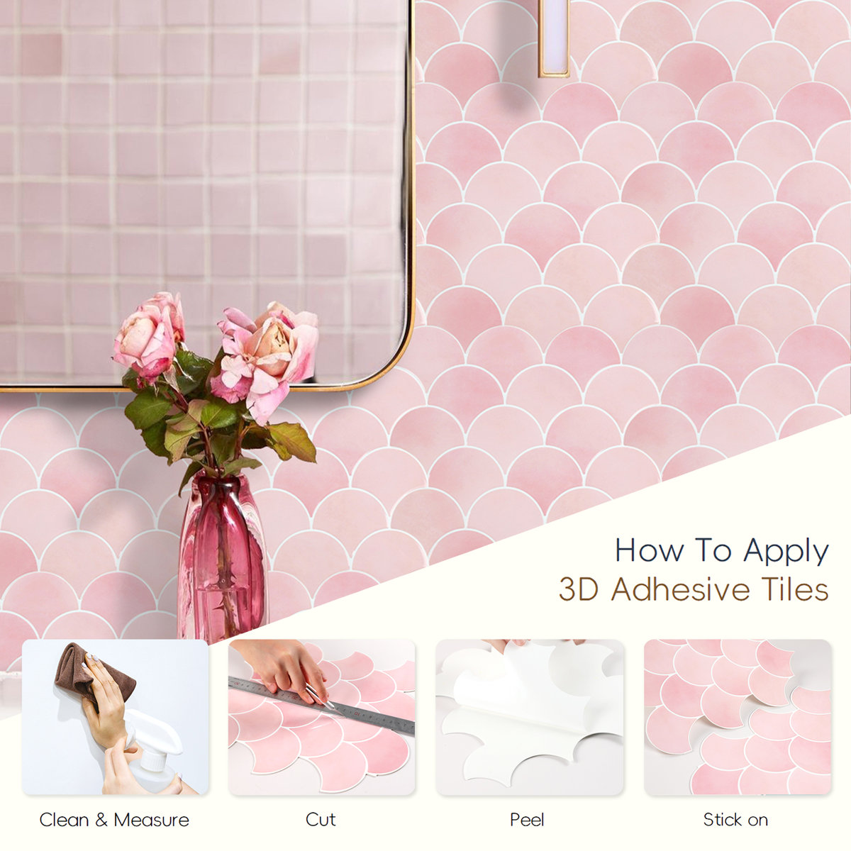 HOMEART Peel And Stick Backsplash Fish Scale Tile, Removable Backsplash ...