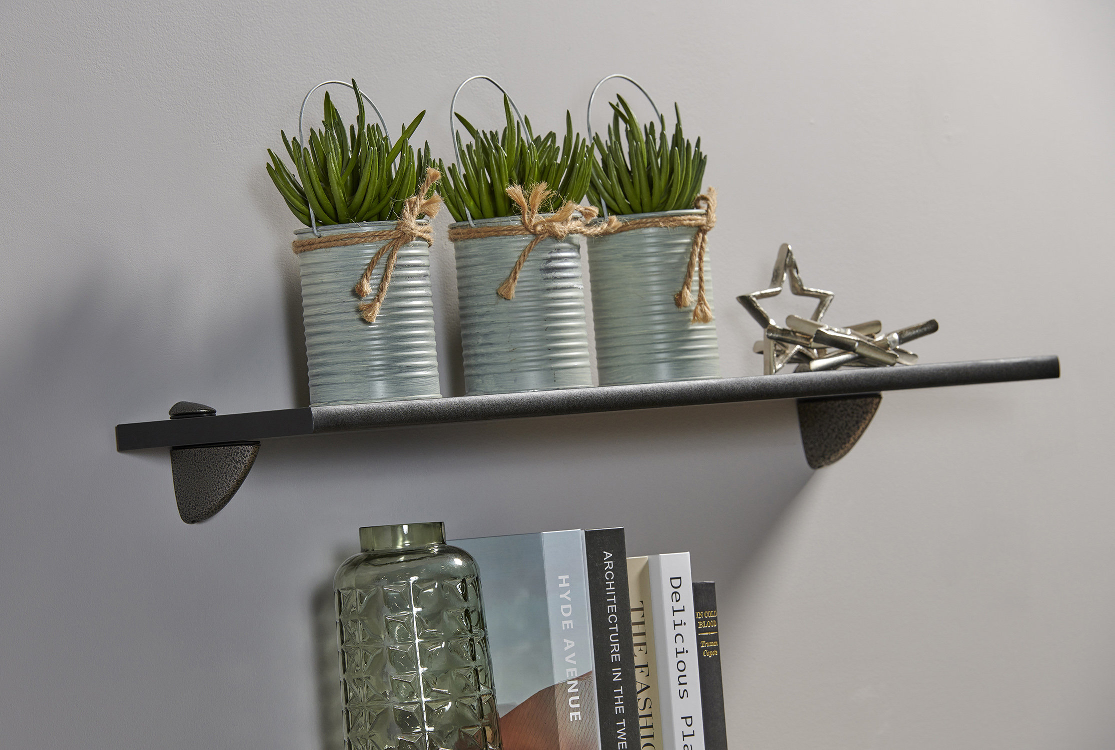 Ebern Designs Gallery 8X32 Black Shelf Kit With Pelican Brackets | Wayfair