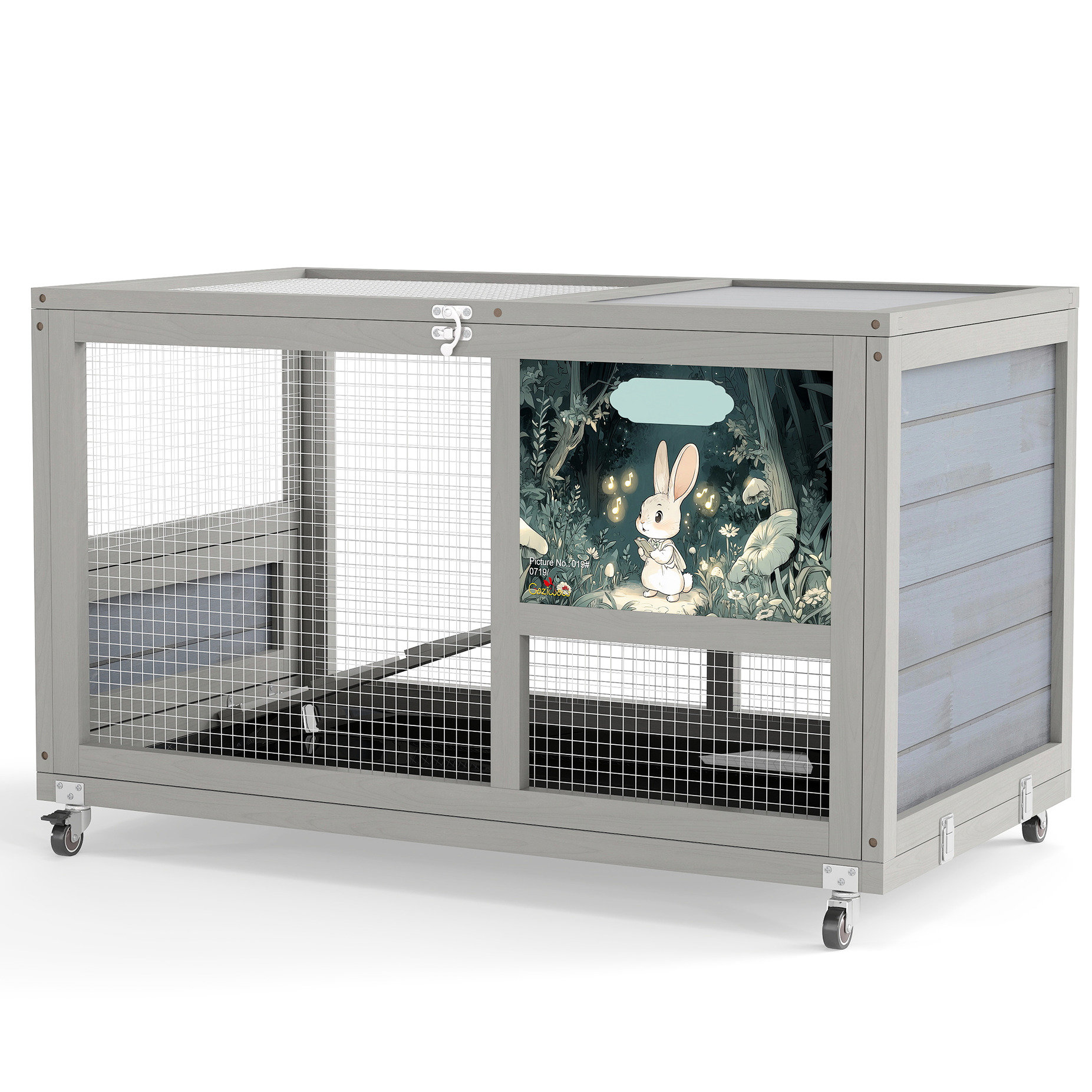 Ebern Designs 2-Level Pet House For Small Animals, Gray Cage With ...