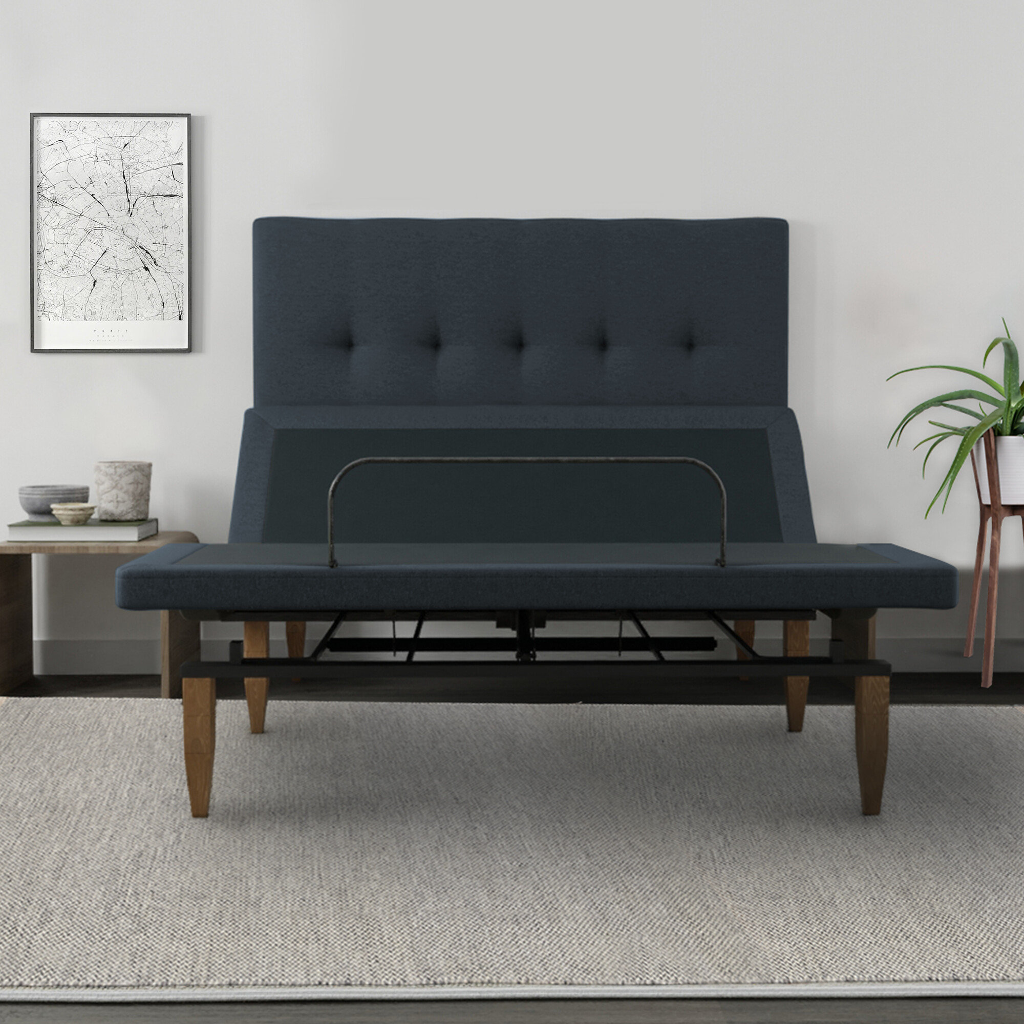 Alwyn Home 15-inch Adjustable Bed Frame with Headboard, USB Ports ...