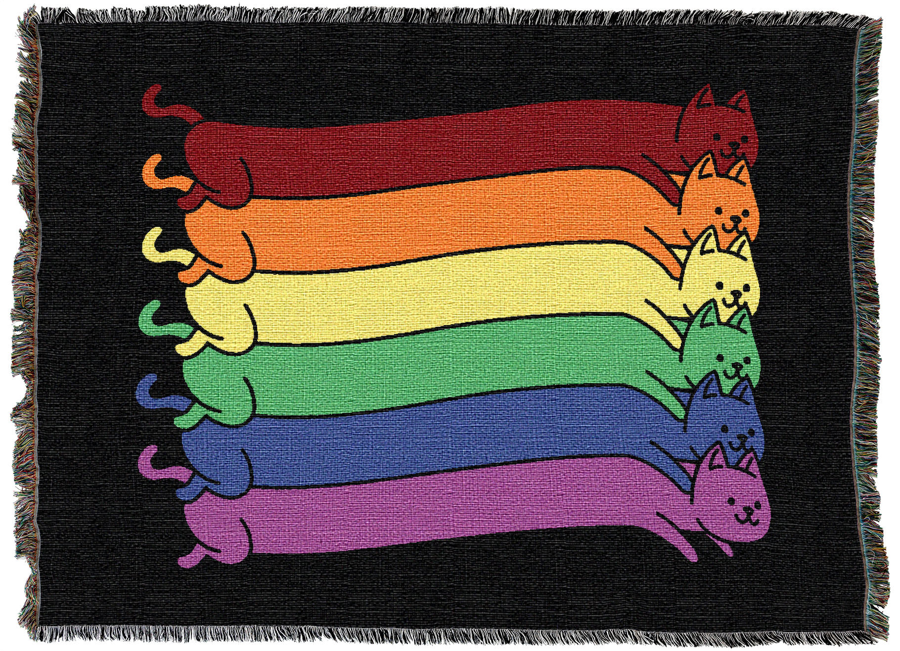 Pure Country Weavers Rainbow Cats Pride Flag Medium Tapestry Throw ...