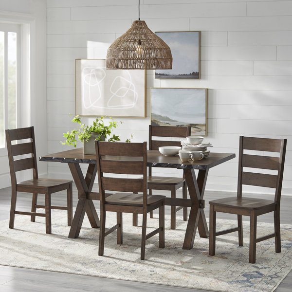 Millwood Pines Willilams 5 - Piece Solid Wood Trestle Dining Set ...