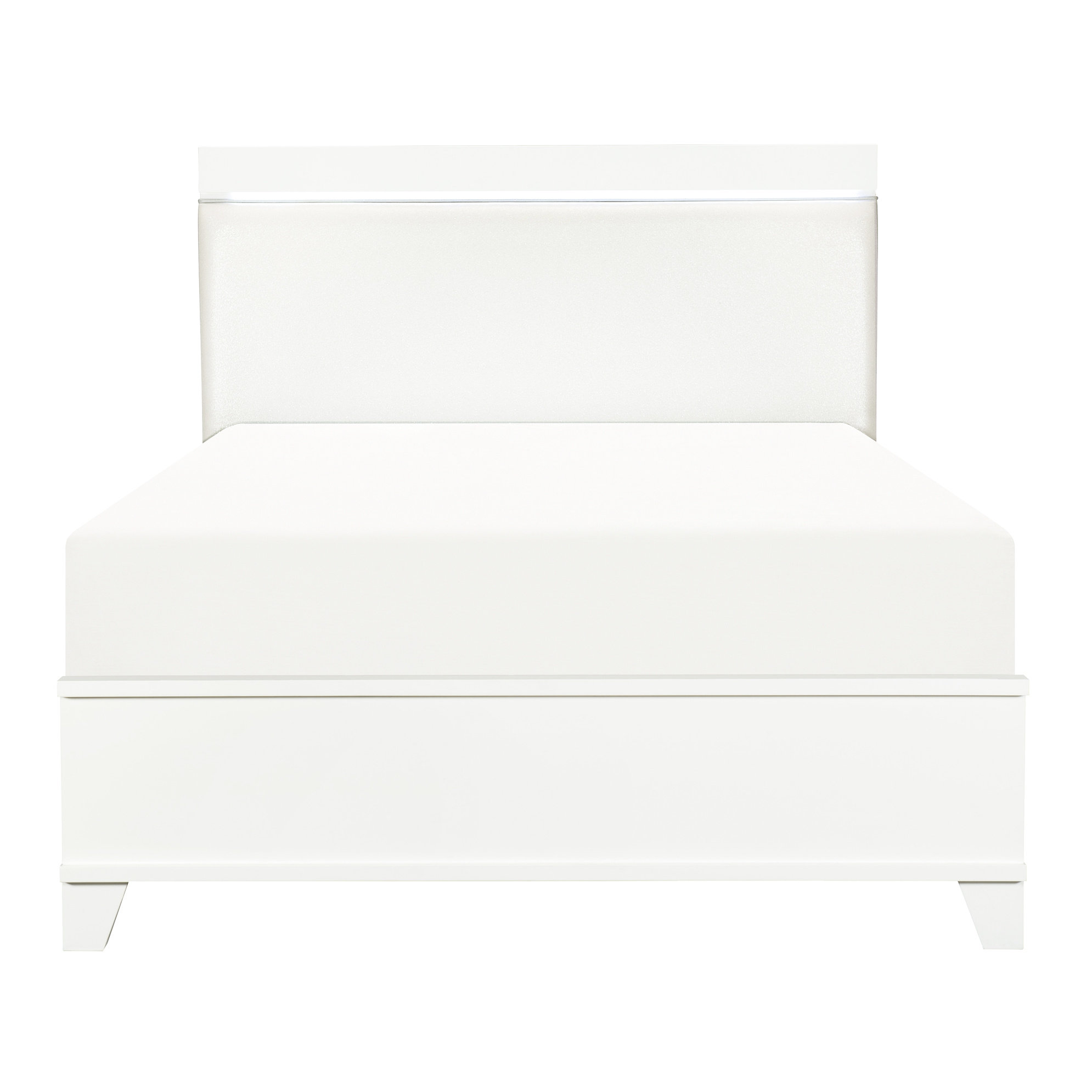 Brayden Studio® Modern Gloss Bed Featuring Led Headboard & Faux Leather ...