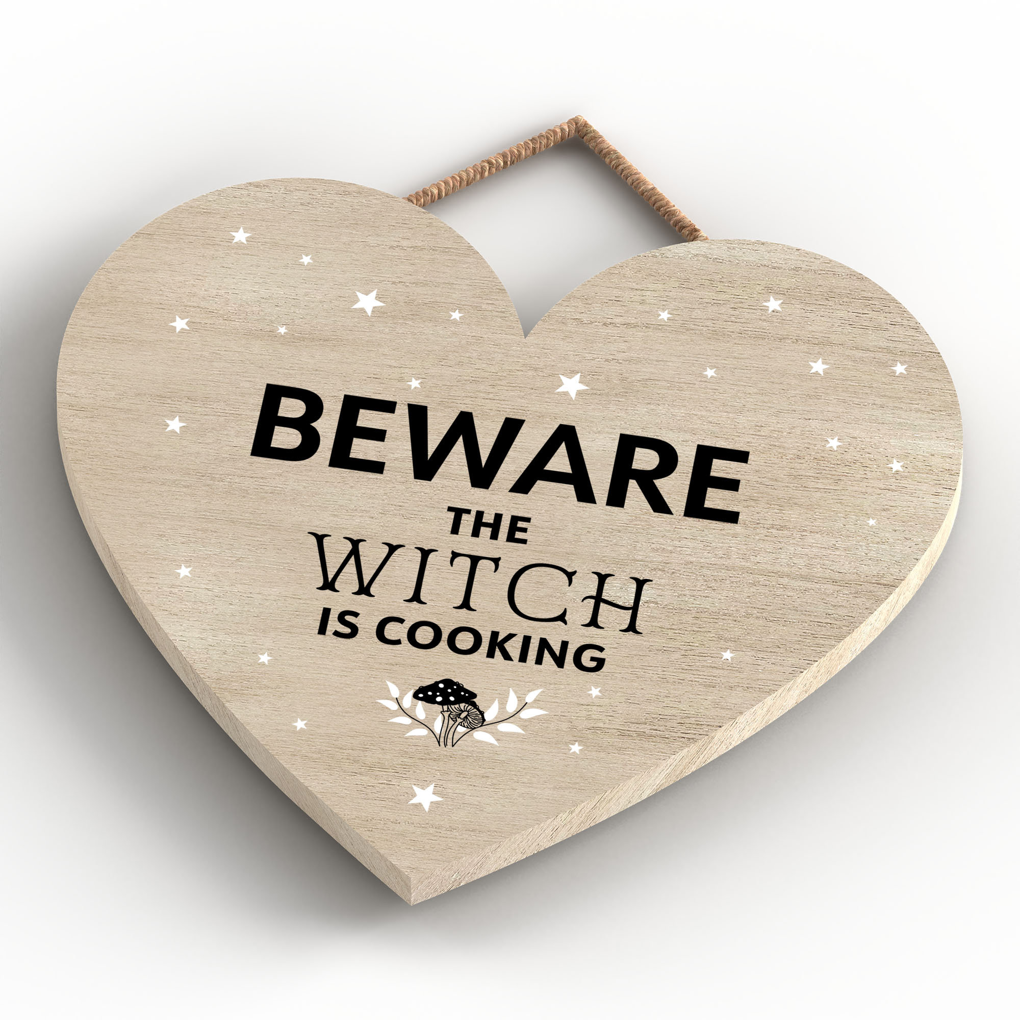 The Seasonal Aisle Beware the Witch Is Cooking Wooden Heart Plaque ...