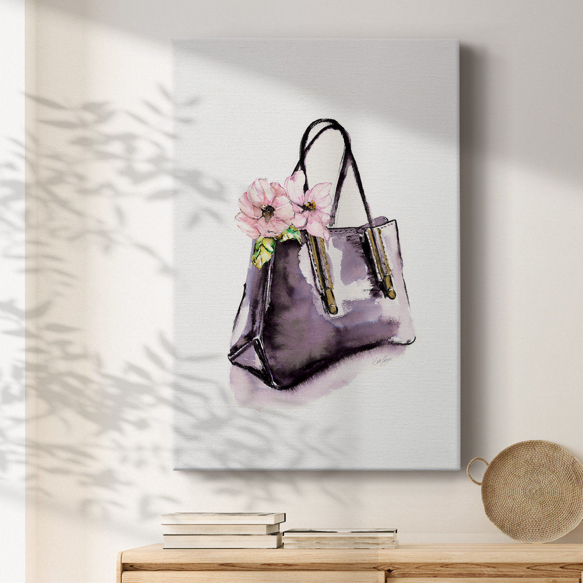 Wrought Studio™ Handbag With Flower Framed On Canvas Print | Wayfair