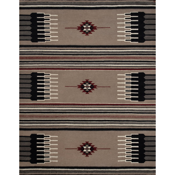 New Moon Rugs Mesa Hand Knotted Wool Southwestern Area Rug in Chocolate ...