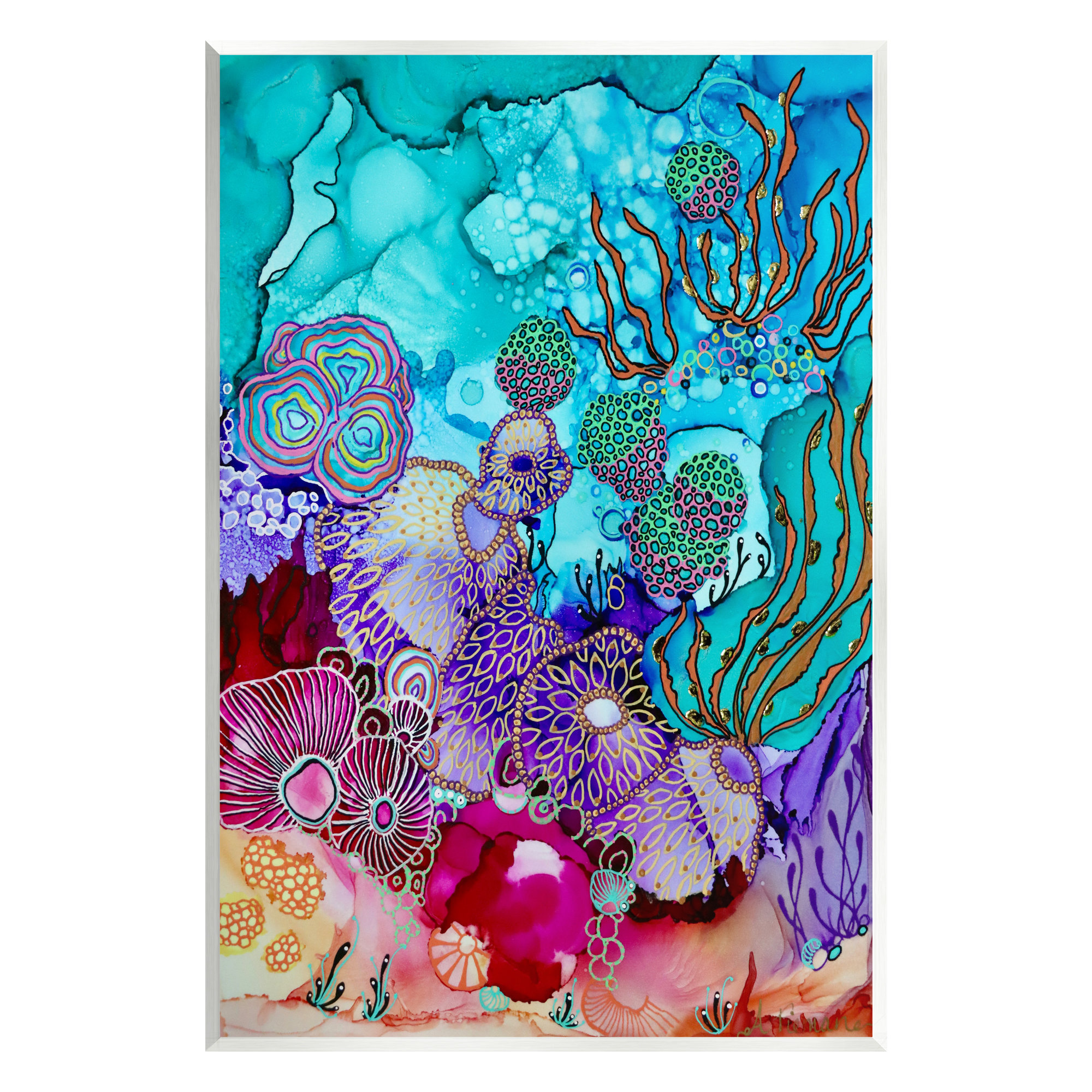 Stupell Industries Modern Coral Reef Framed Giclee Art Design By Amy ...