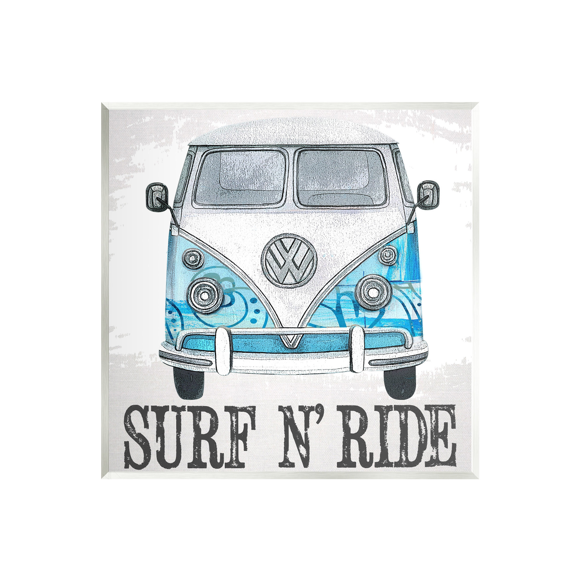 Stupell Industries Surf N Ride Blue Retro Summer Bus Wall Plaque Art By ...