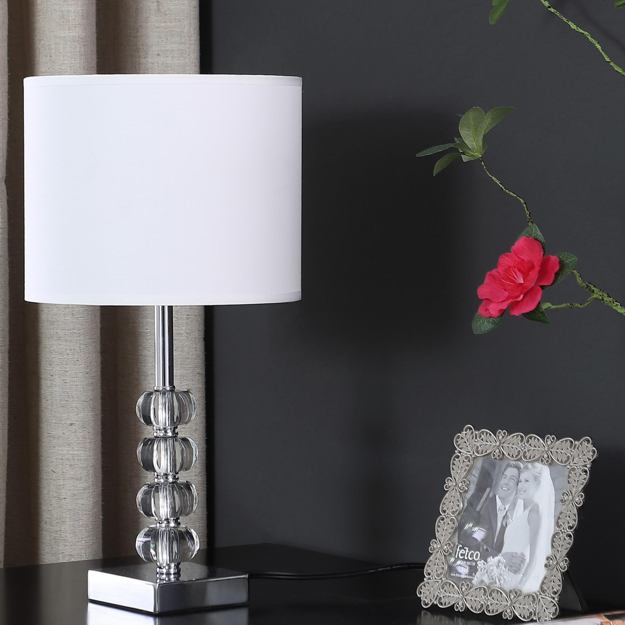 Mercer41 17.75" Olivia Prism Orb Crystal Modern Silver Table Lamp | Wayfair